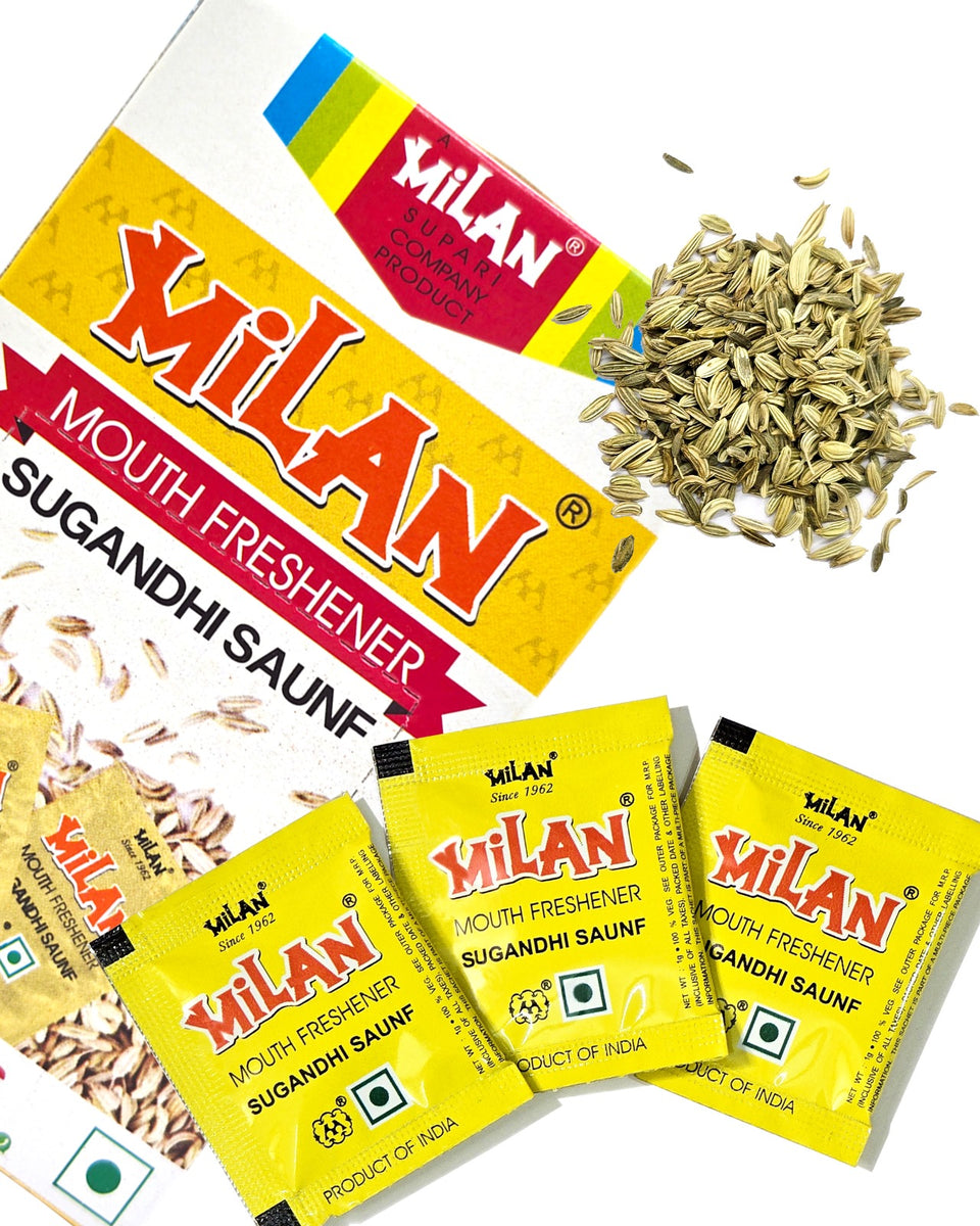 MILAN SUGANDHI SAUNF - 1 box (50 sachets) - Fresh & Fragrant - Breath ...