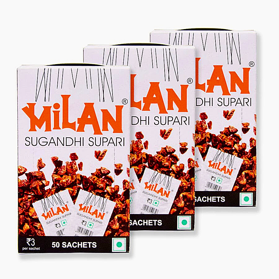 Milan Sugandhi Supari - 3 Boxes (50 sachets per box) - Original Flavou ...